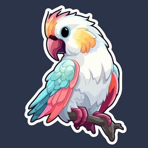Un Loro De Dibujos Animados Con Un Pico Rojo Se Sienta En Una Rama