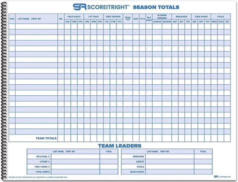 Score It Right Basketball Scorebook Player Mens And Womens