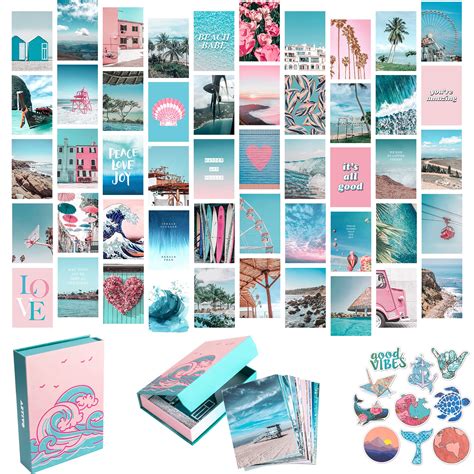 Buy Artivo Blue Wall Collage Kit Aesthetic Pictures 50 Set 4x6 Inch