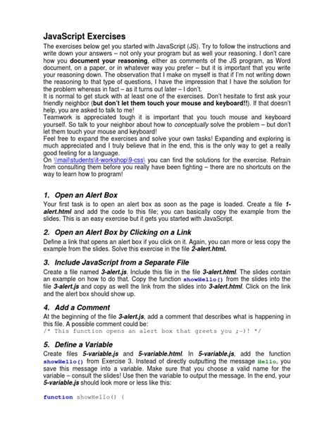 9 javascript exercises pdf function mathematics java script