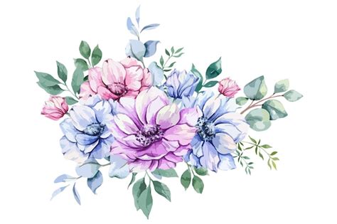 Premium Vector Anemone Flowers Watercolor Illustration Anemone Bouquet