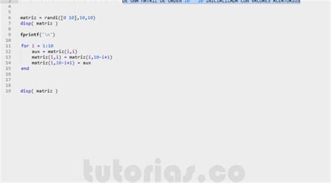 arrays matlab intercambiar datos diagonales matriz
