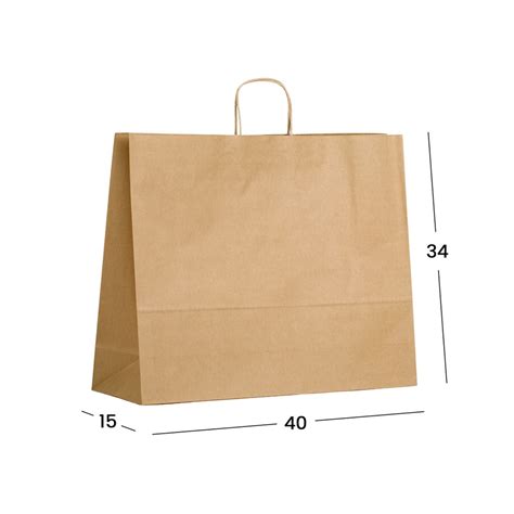 Sacola de Papel G 40x34x15cm 50und Kraft Monolúcido Alça Torcida