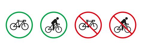 hombre en bicicleta rojo y verde señales ciclista silueta íconos