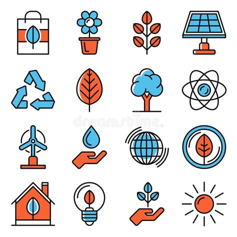 ícones Ecológicos Definidos Em Fundo Branco Vetor Ilustração Stock