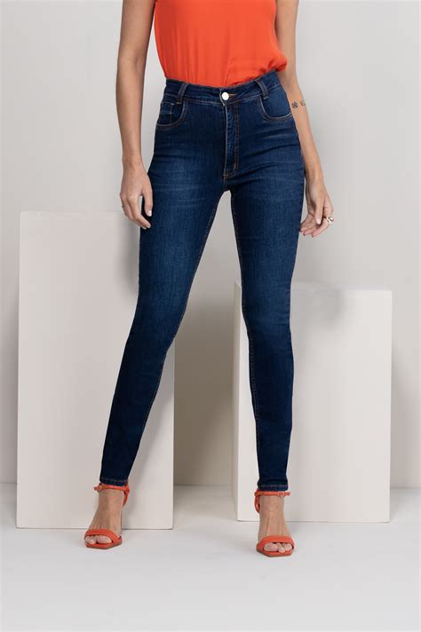 Calça Jeans Feminina Skinny Azul Escuro F2023037 Oxiblue Jeans