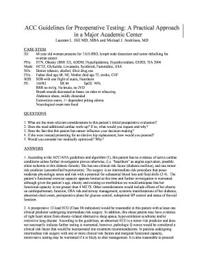 Fillable Online ACC Guidelines For Preoperative Testing A Practical