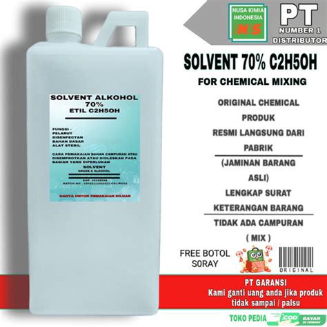 Jual ALKOHOL FOOD GRADE 70 1 LITER SOLVENT MURNI ETHANOL SOLVENT