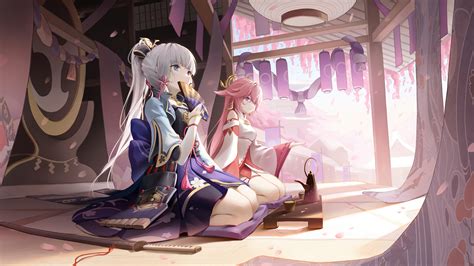 Ayaka Yae Miko Genshin Impact Game Art 4k Pc HD Wallpaper Rare