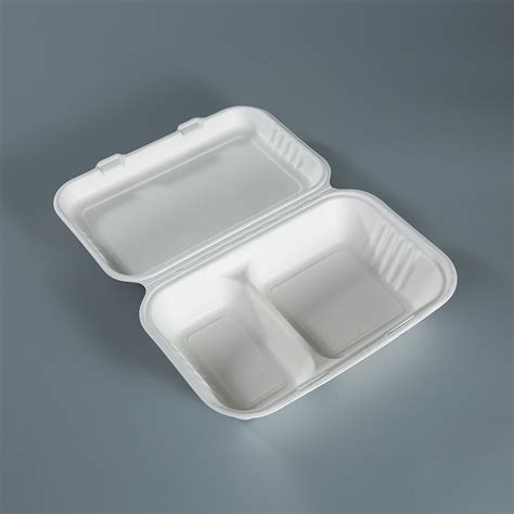 Eco Friendly Biodegradable Disposable Sugarcane Bagasse 2 Compartment