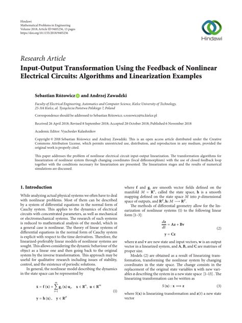 PDF Input Output Transformation Using The Feedback Of Nonlinear