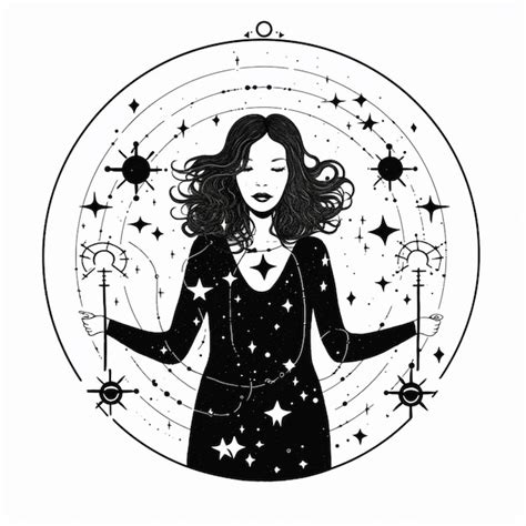 Um Desenho Em Preto E Branco De Uma Mulher Uma Varinha Generativa