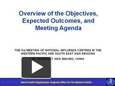 Ppt Overview Of The Objectives Expected Outcomes And Meeting Agenda