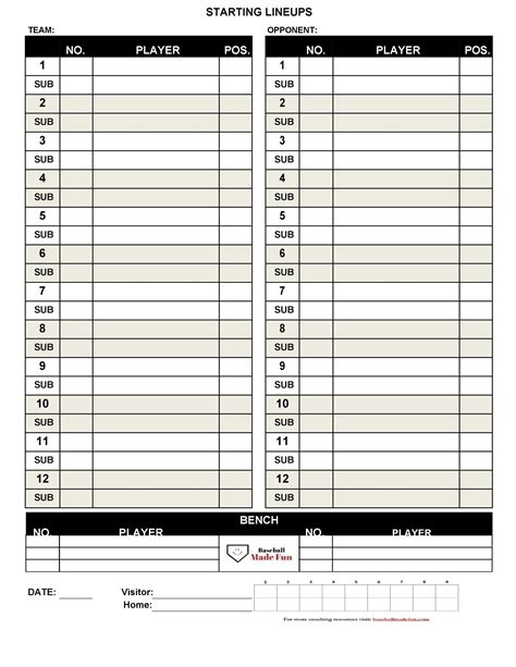 33 Printable Baseball Lineup Templates Free Download ᐅ TemplateLab