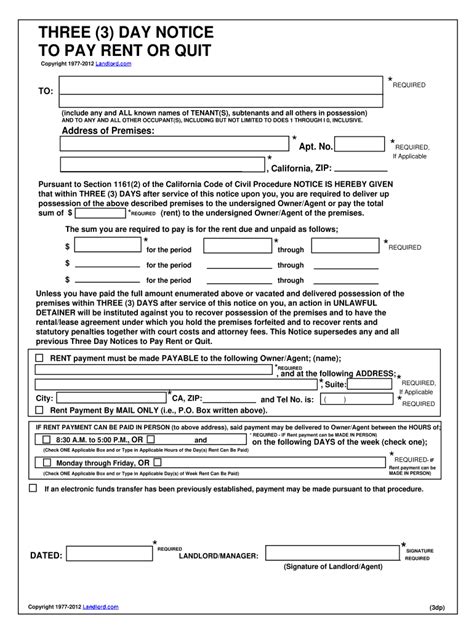 Three Day Notice To Pay Rent Or Quit 2020 2021 Fill And Sign