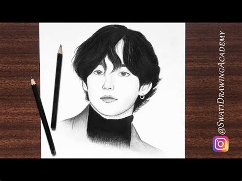 How To Draw BTS V Kim Taehyung Pencil Sketch Drawing Tutorial YouTube