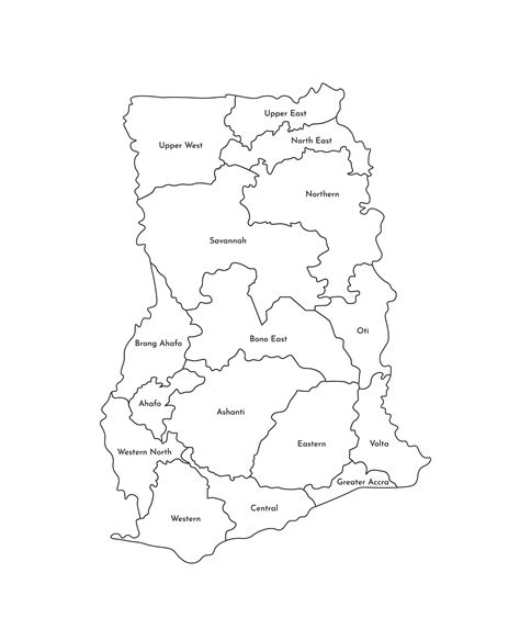 Vector Isolated Illustration Of Simplified Administrative Map Of Ghana