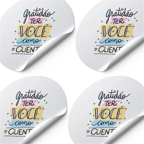 Adesivo Redondos Gratid O Ter Voc Como Cliente Branco Elo