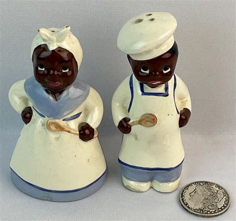 Lot Vintage S Black Americana Mammy Moses Salt Pepper Shakers