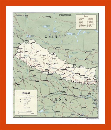 Political And Administrative Map Of Nepal 1990 Maps Of Nepal Maps