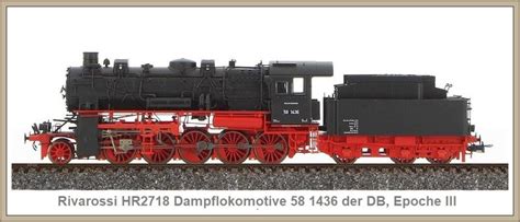 Rivarossi HR 2718 Spur H0 Dampflokomotive 58 1436 Der DB Epoche III