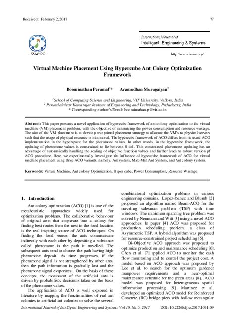 pdf virtual machine placement using hypercube ant colony optimization framework dr