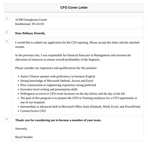 CFO Cover Letter Velvet Jobs