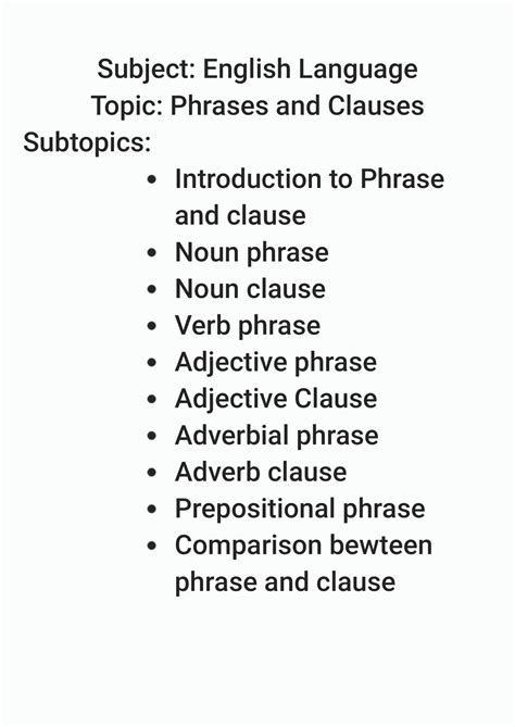 SOLUTION Difference Between Phrases And Clauses Studypool
