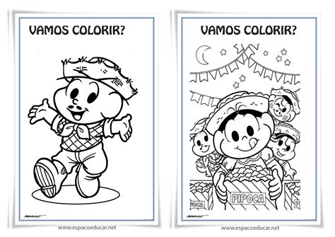 Livro de colorir Turma da Mônica na Festa Junina grátis para você