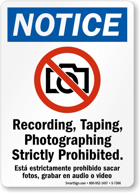 No Cameras Allowed Signs