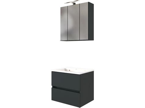 Held Möbel Waschtisch Set Verona 60 cm x 200 cm x 47 cm Graphitgrau