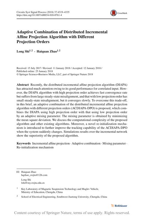 adaptive combination of distributed incremental affine projection algorithm with different