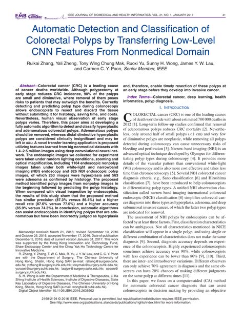 pdf automatic detection and classification of colorectal polyps by transferring low level cnn