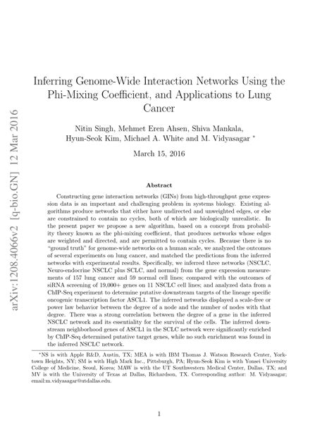 pdf reverse engineering gene interaction networks using the phi mixing coefficient
