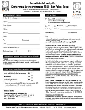 Completable En línea colormarketing 2015 LatAm Registration Form