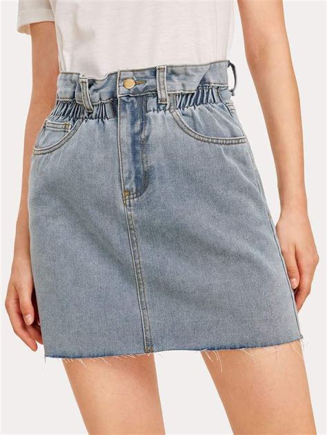 Shein Pocket Side Button Detail Denim Skirt Denim Skirt Denim
