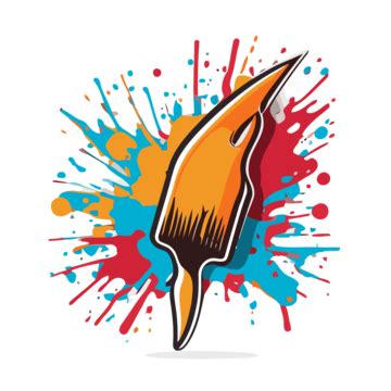 Paintbrush Logo Vector Illustration Clipart Sticker Design With