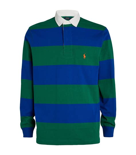 Polo Ralph Lauren Green Striped Rugby Polo Shirt Harrods UK