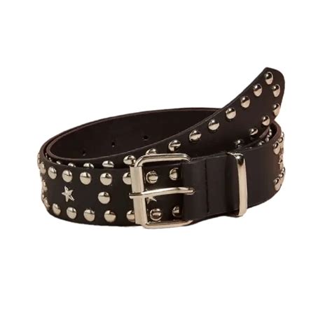 Buy Silver Rivet Studded Belt Black Leather Leatherbeltsonline