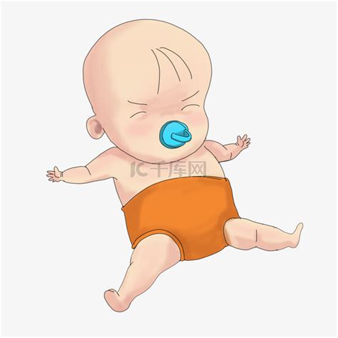 吃奶嘴的婴儿卡通插画素材图片免费下载 千库网