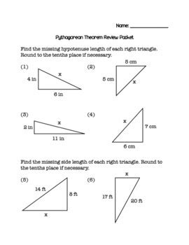 Pythagorean Theorem Worksheets Worksheets Library