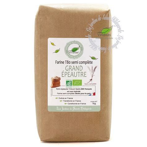 FARINE T80 GE BIO NON CROISÉ 1KG Les Jardins de Sainte Hildegarde