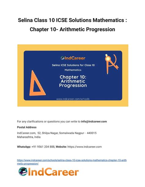 selina class 10 icse solutions mathematics chapter 10 arithmetic progression indcareer docs