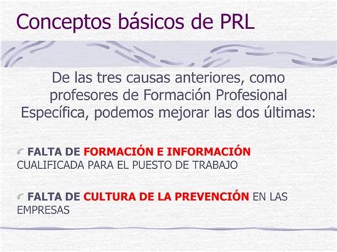 CONCEPTOS BÁSICOS DE PREVENCIÓN DE RIESGOS LABORALES PPT