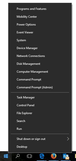 Windows Right Click Menu On Start Button Microsoft Community