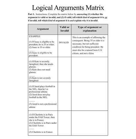 solved logical arguments matrix part 1 instructions