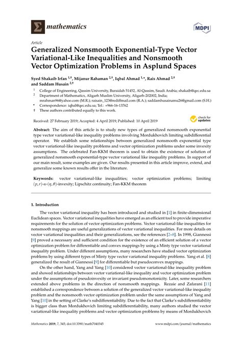 pdf generalized nonsmooth exponential type vector variational like inequalities and nonsmooth