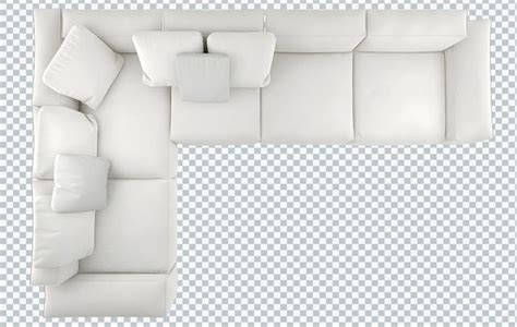 Premium PSD Top View Modern White L Shape Sofa And Pillows
