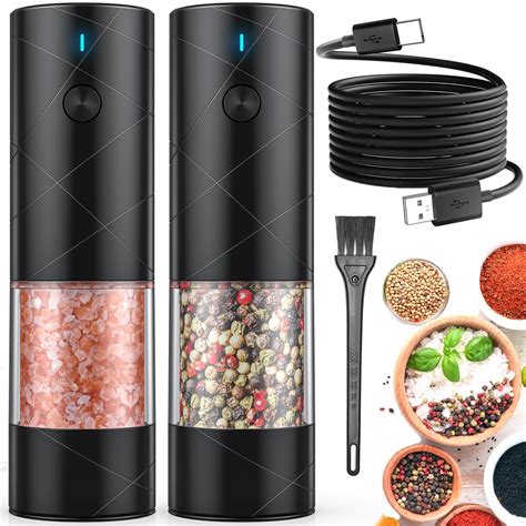 Amazon 2Pack Electric Salt And Pepper Grinder Set USB Rechargeable