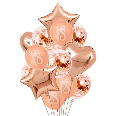 BALONY NA 18 URODZINY ZESTAW ROSE GOLD KONFETTI 9780990451
